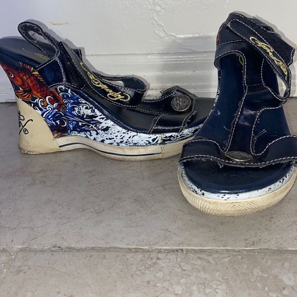 Ed Hardy | Shoes | Vintage Ed Hardy Wedges | Poshmark